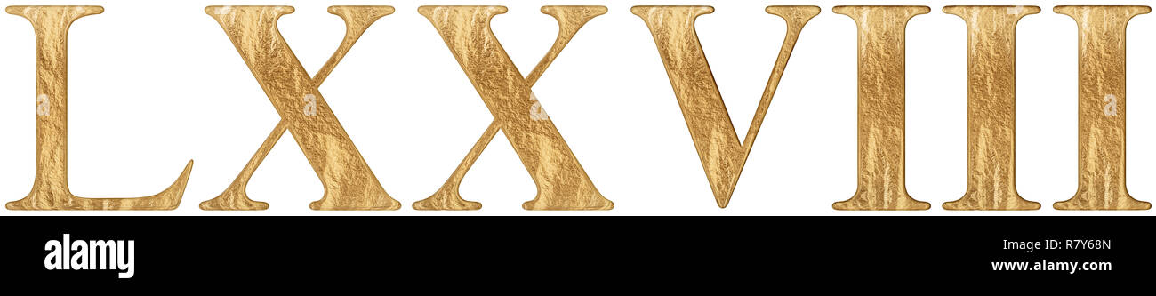 Roman numeral LXXVIII, octo et septuaginta, 78, seventy eight, isolated ...