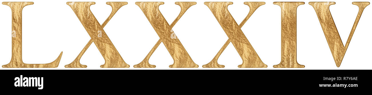 Roman numeral LXXXIV, quattuor et octoginta, 84, eighty four, isolated ...