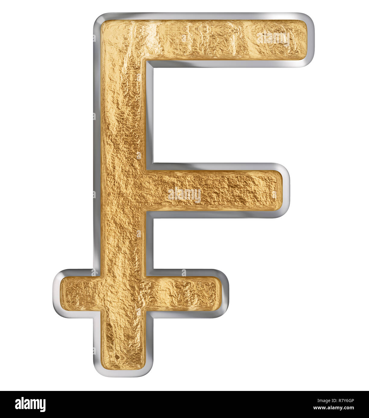 French franc symbol, isolated on white background, 3D render Stock ...