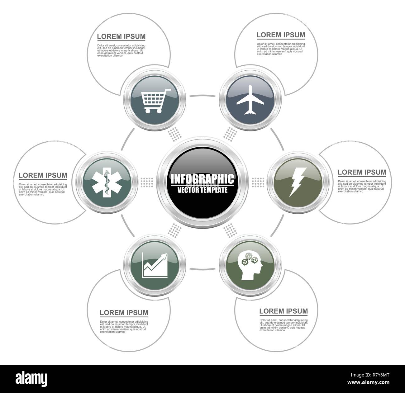 Silver metallic infographic vector template for presentation, chart ...