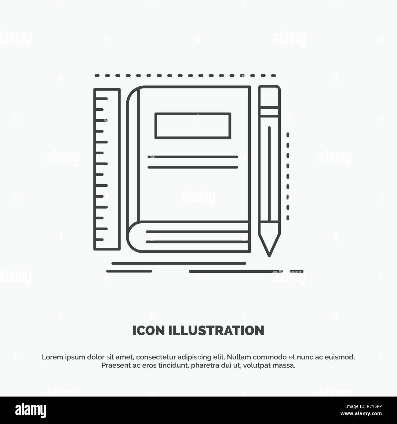 Book, notebook, notepad, pocket, sketching Icon. Line vector gray symbol for UI and UX, website ...