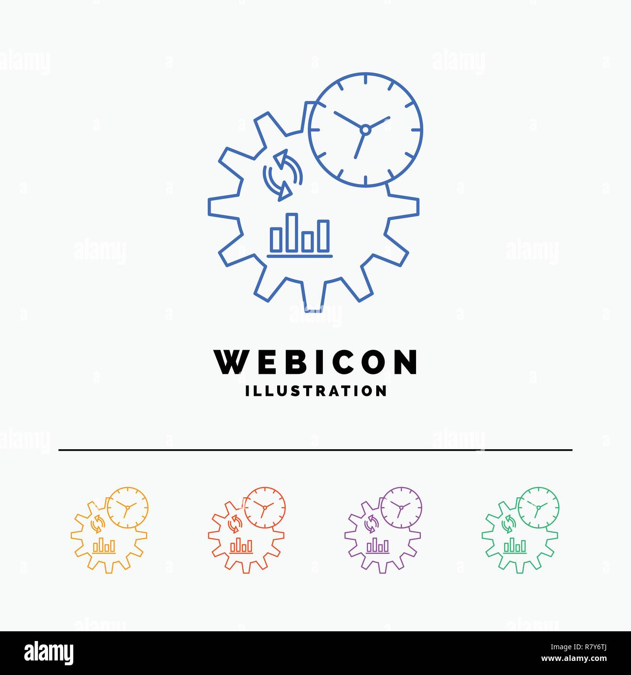 Business, engineering, management, process 5 Color Line Web Icon Template isolated on white ...