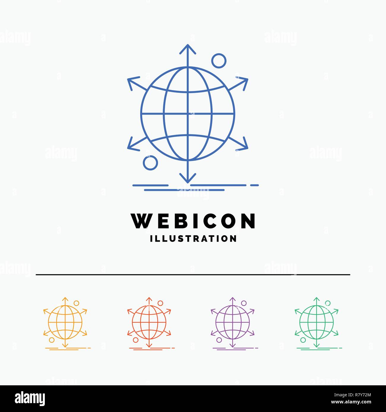 Business International Net Network Web 5 Color Line Web Icon