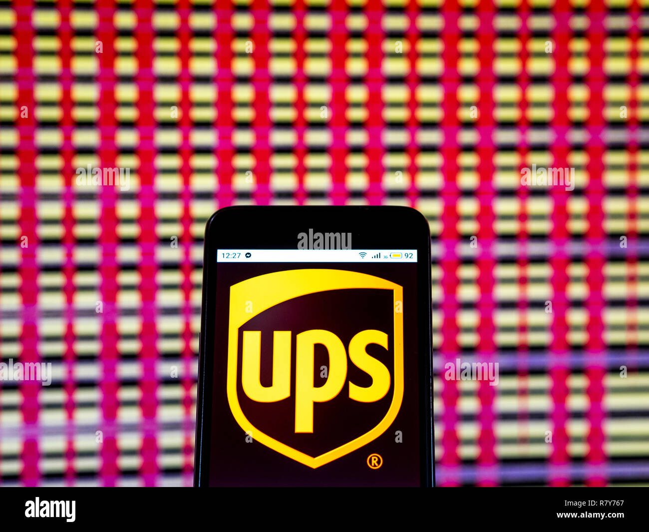 United Parcel Service Logistics company logo seen displayed on smart ...