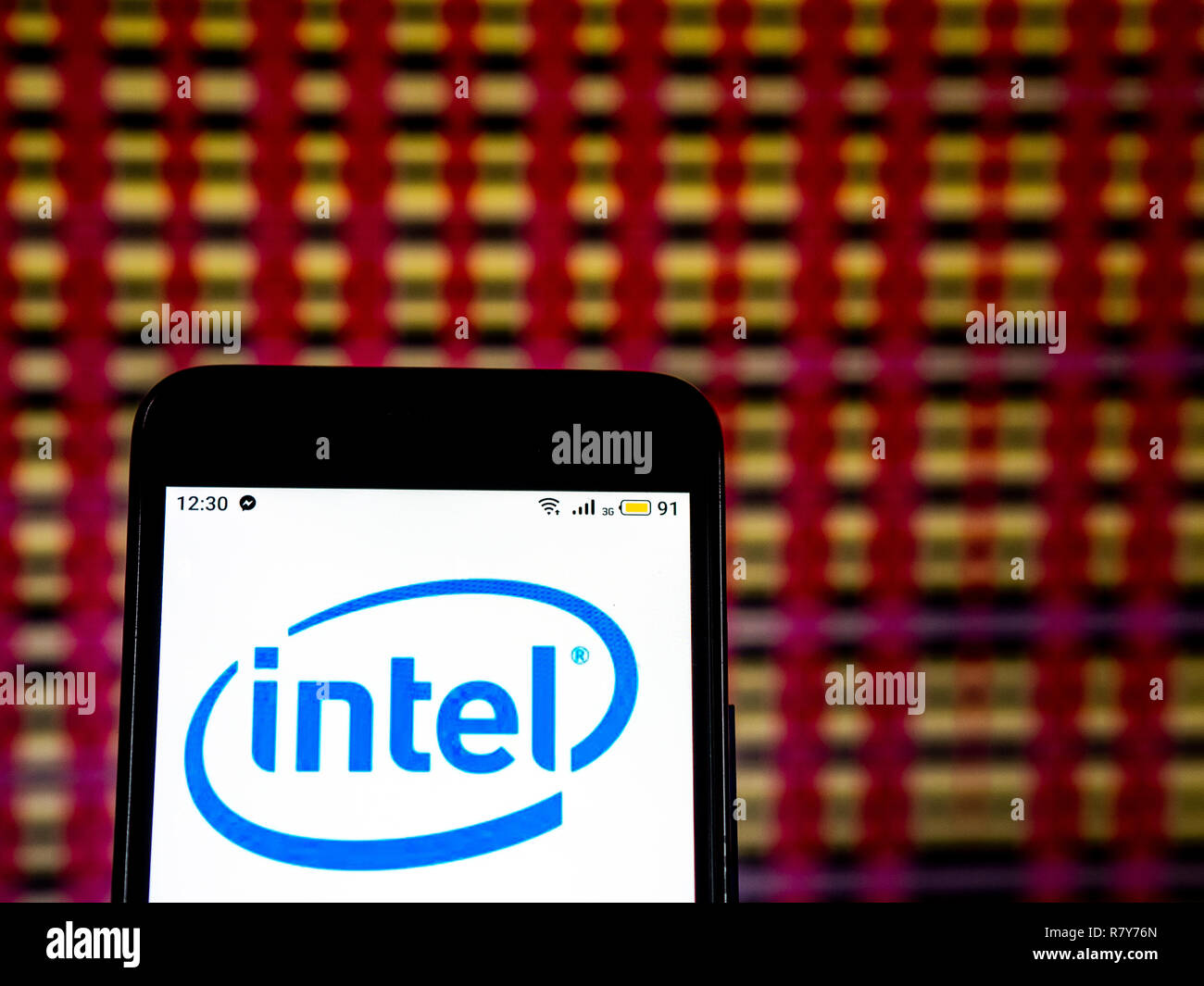 Intel Semiconductor manufacturing company logo seen displayed on smart ...