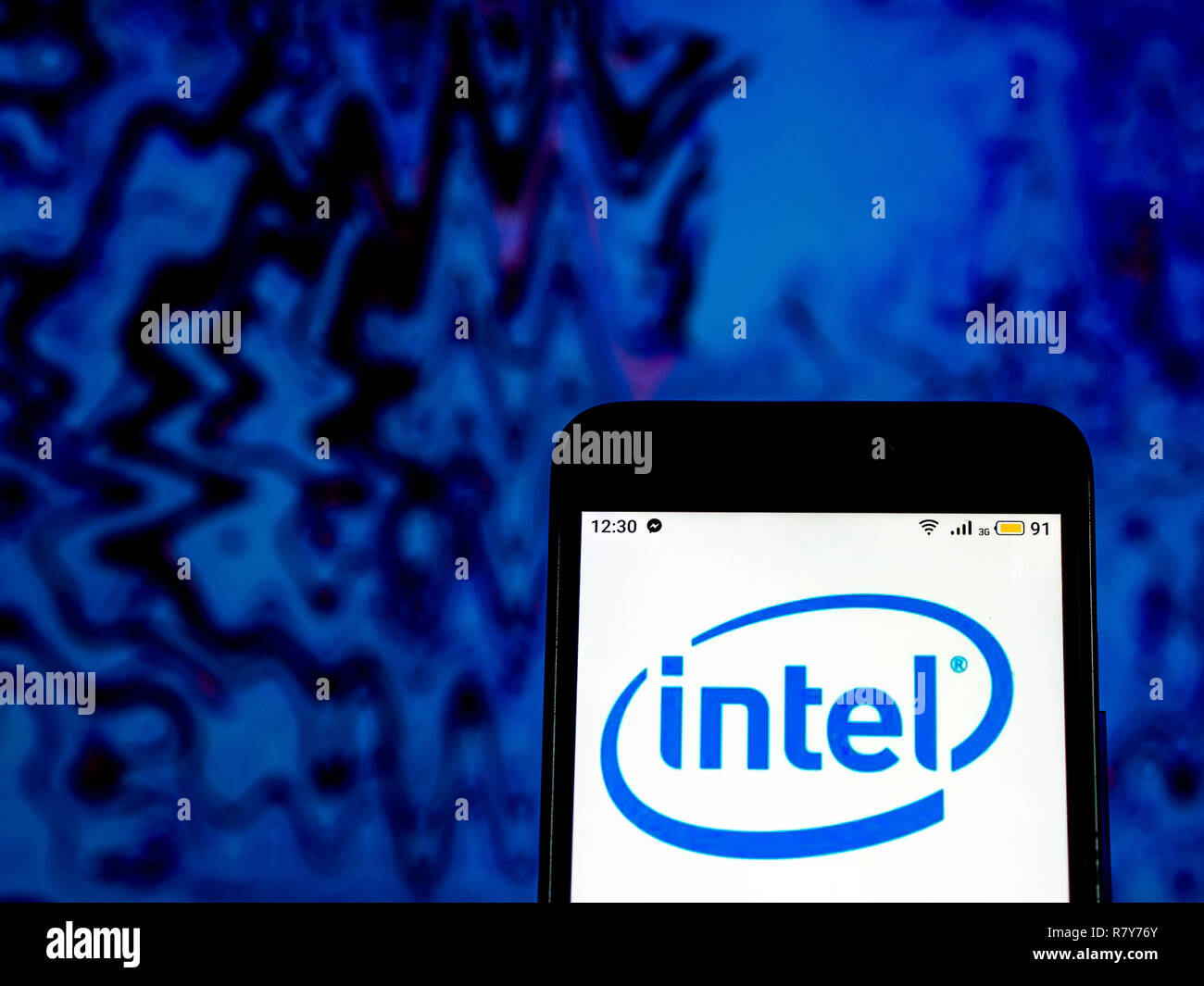 Intel Semiconductor manufacturing company logo seen displayed on smart ...