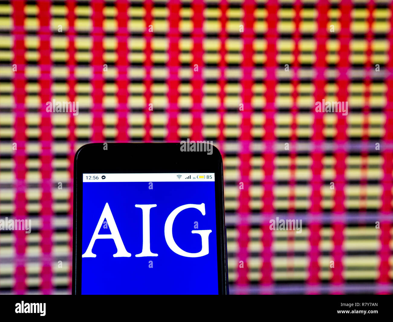 American International Group Finance and insurance company logo seen ...