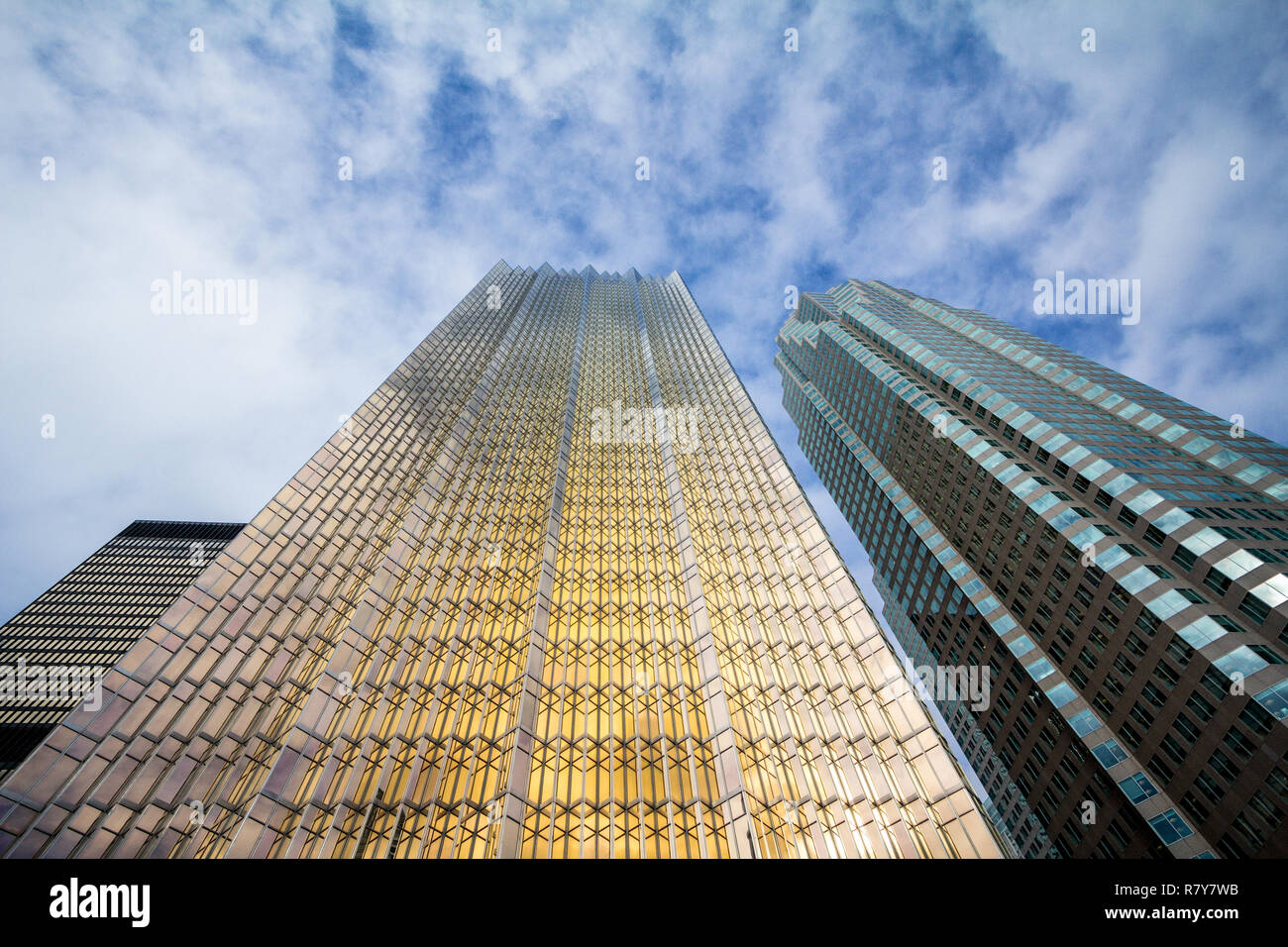 Skyscrapers facades, office buildings standing in front of each others ...