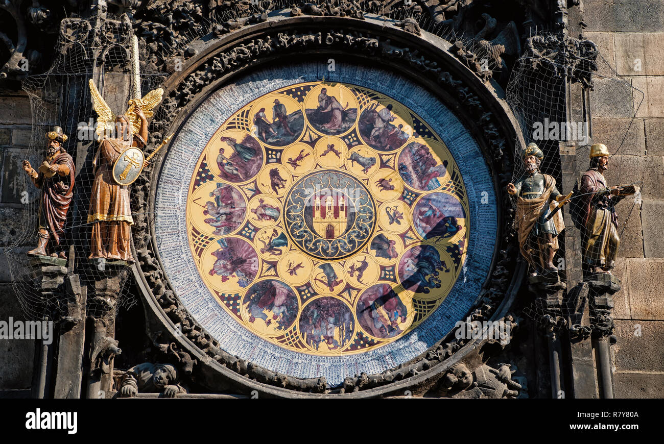 Prague Astronomical Clock in the Old Town of Prague. Czech republic ...