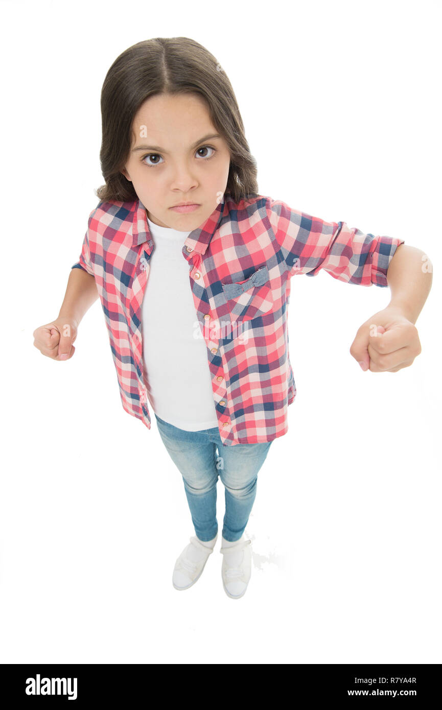 Stop bullying movement. Girl kid threatening with fist. Strong ...
