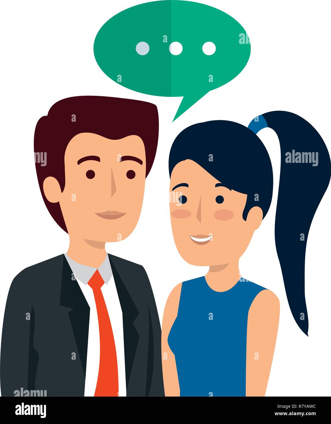 business couple talking avatars characters vector illustration design ...