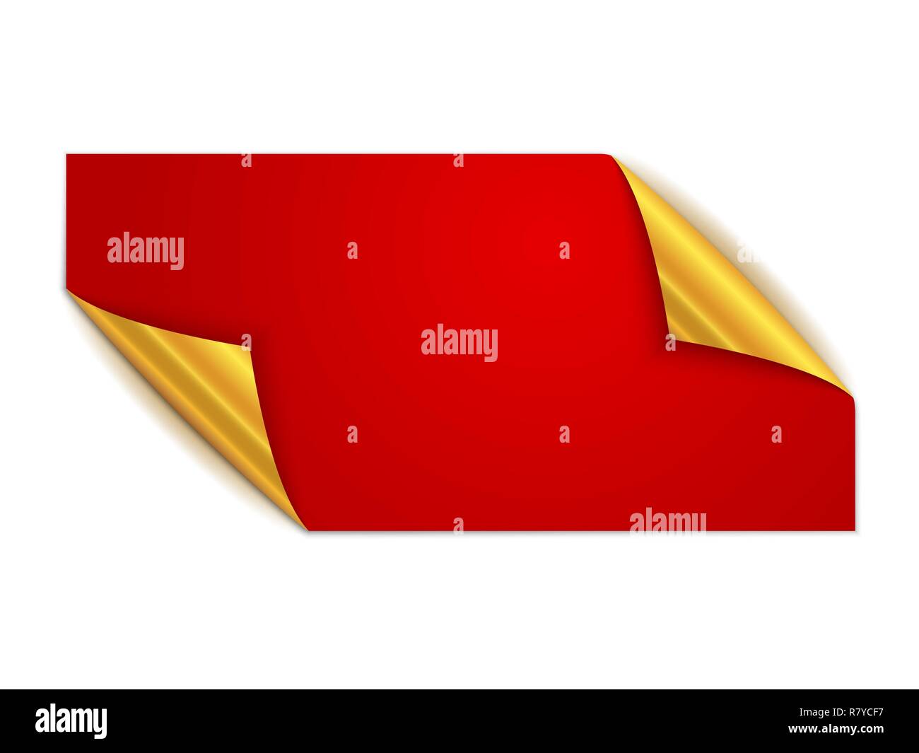 Red square sticker isolated. Vector illustration. Paper label with gold ...