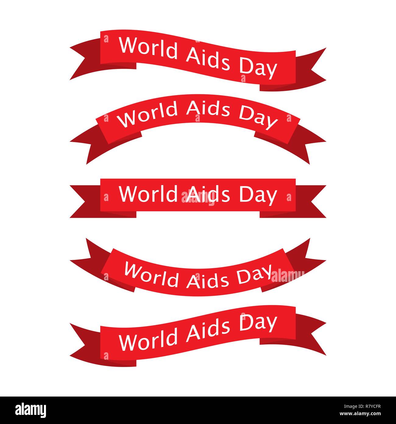 Set of World Aids Day ribbons. Vector illustration. Set of red ribbons isolated Stock Vector ...