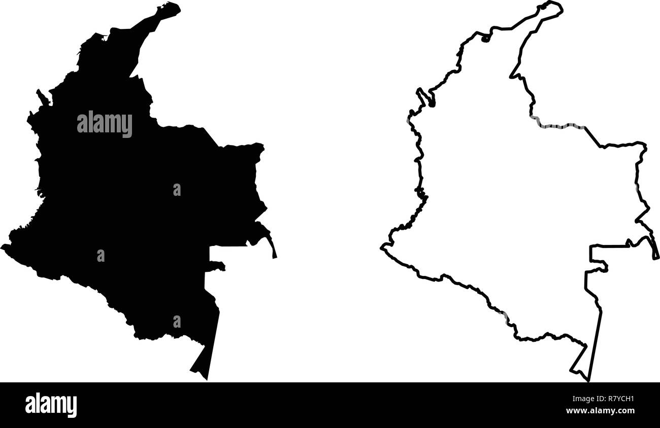 Simple (only sharp corners) map of Colombia vector drawing. Mercator ...