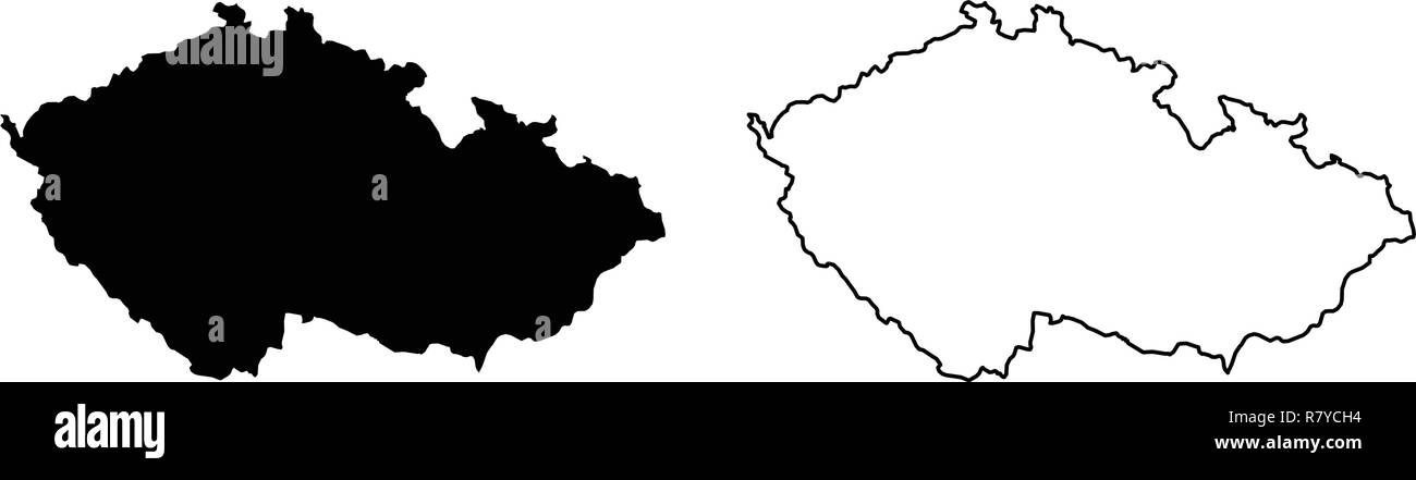 Simple (only sharp corners) map of Czechia (Czech Republic) vector ...