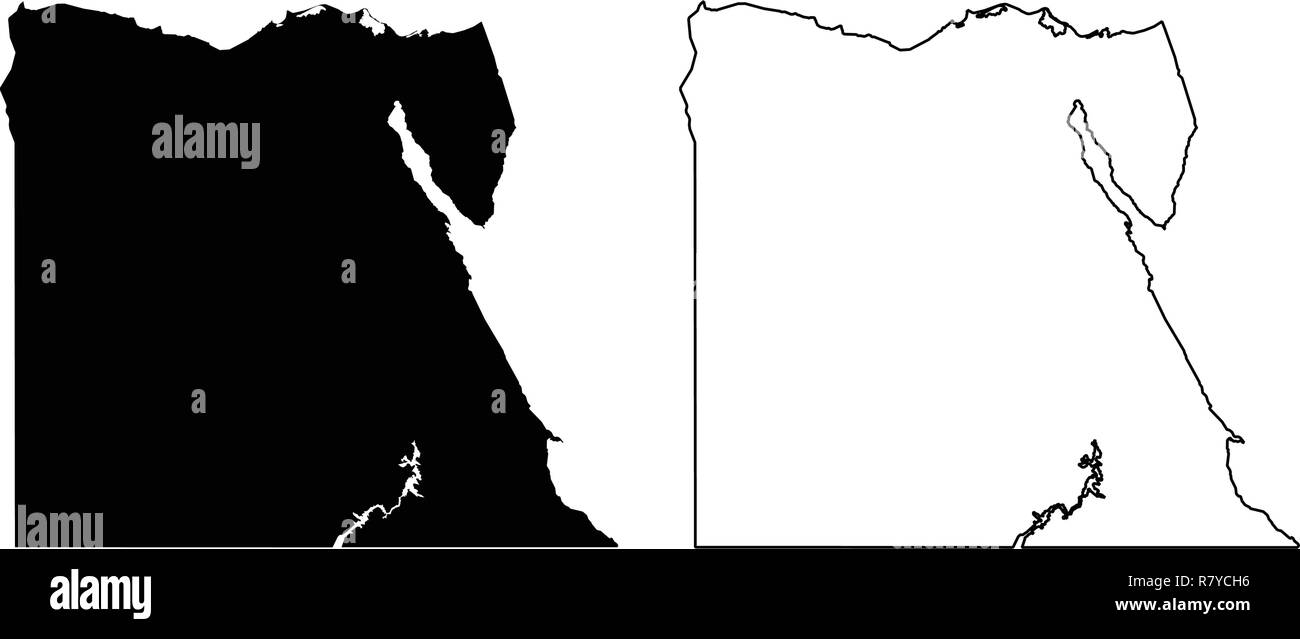 Simple (only sharp corners) map of Egypt vector drawing. Mercator ...