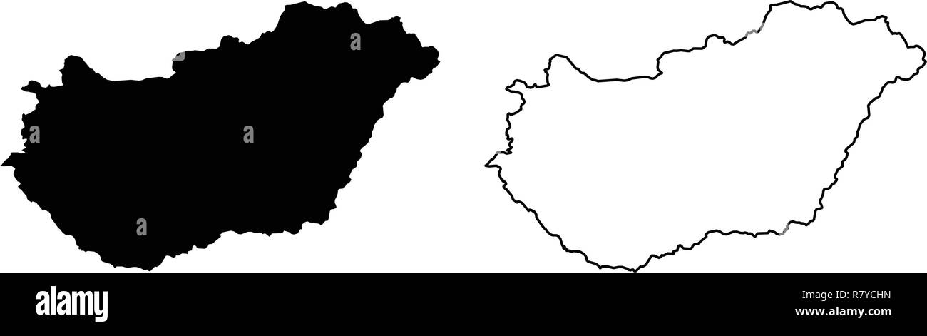 Simple (only sharp corners) map of Hungary vector drawing. Mercator ...