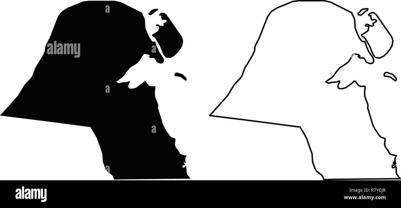 Simple (only sharp corners) map - State of Kuwait vector drawing ...