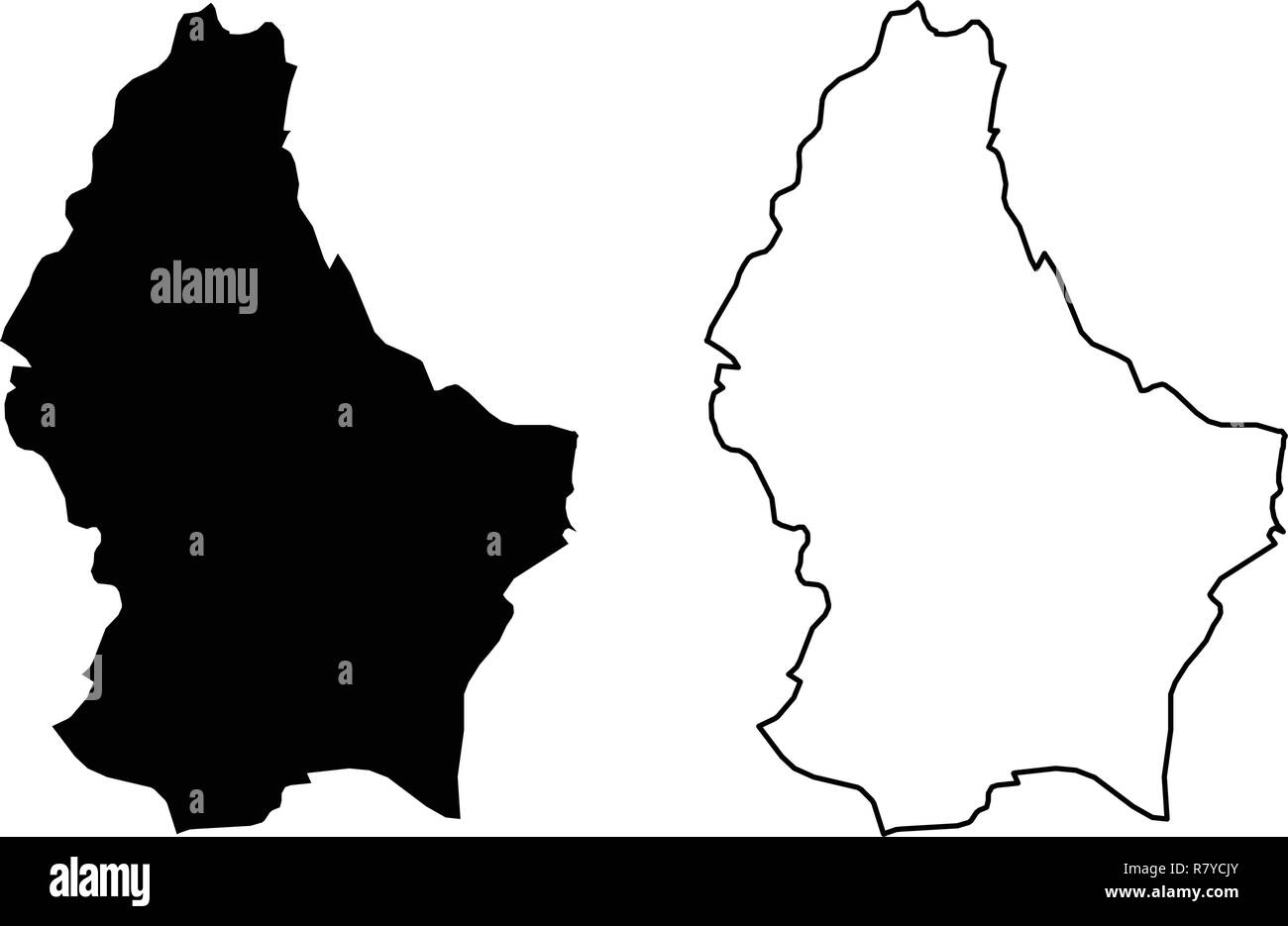 Simple (only sharp corners) map of Grand Duchy of Luxembourg vector ...
