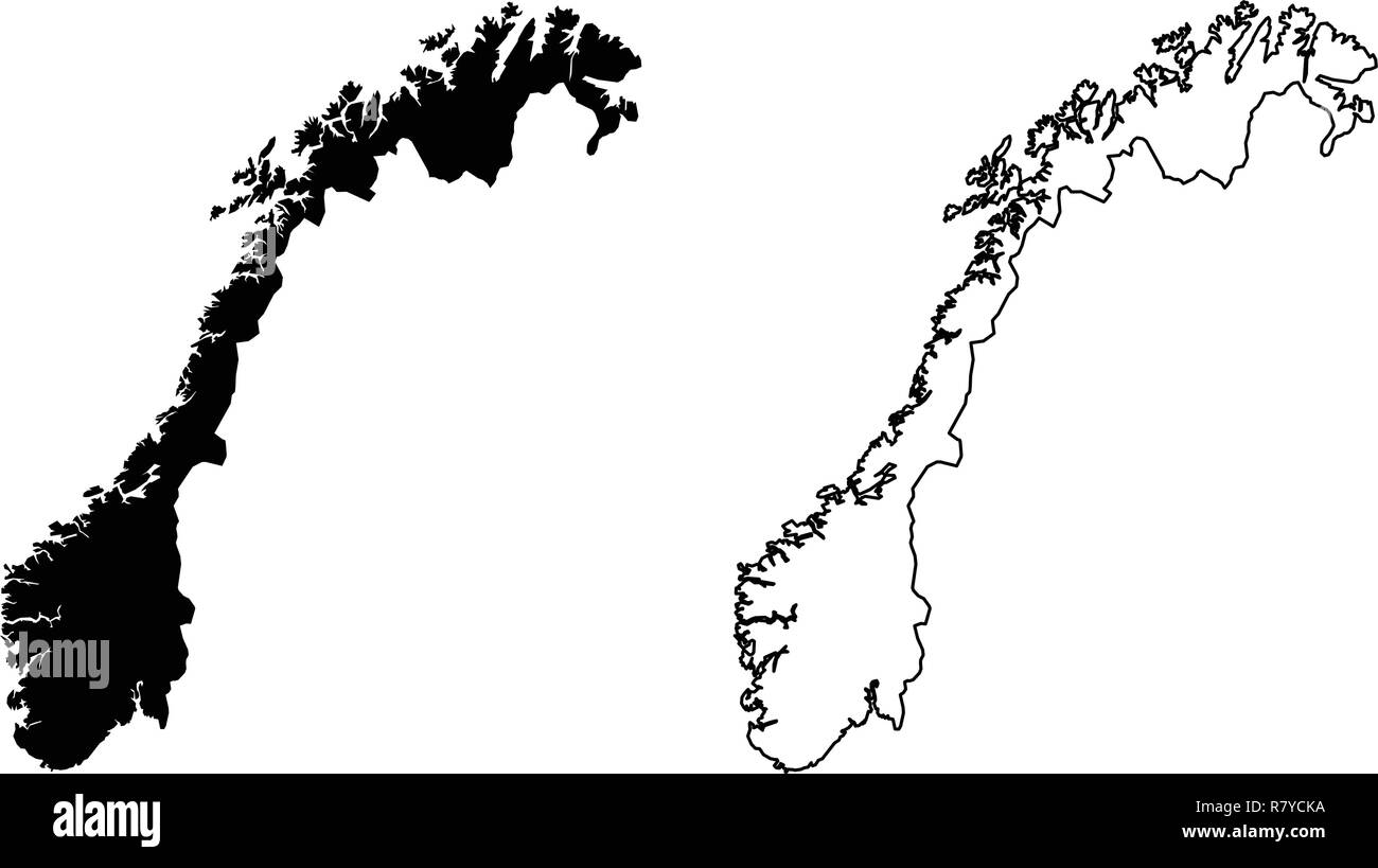 Simple (only sharp corners) map of Norway vector drawing. Mercator ...