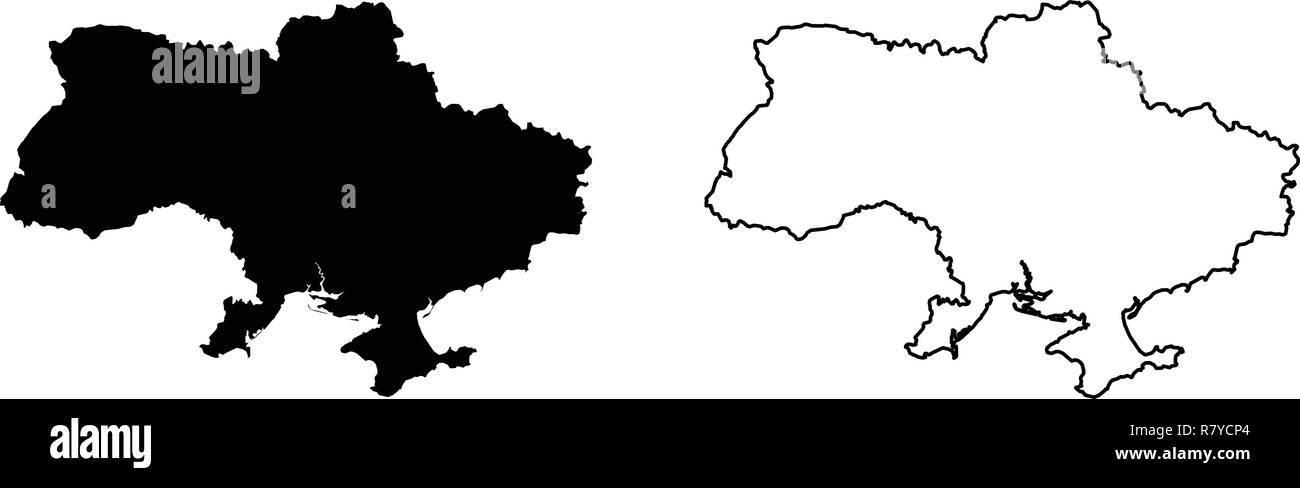 Simple (only sharp corners) map of Ukraine vector drawing. Mercator ...