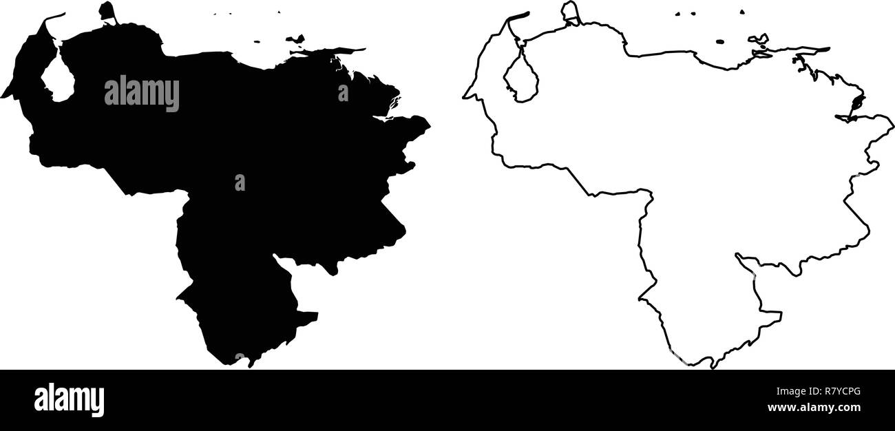 Simple (only sharp corners) map - Bolivarian Republic of Venezuela ...