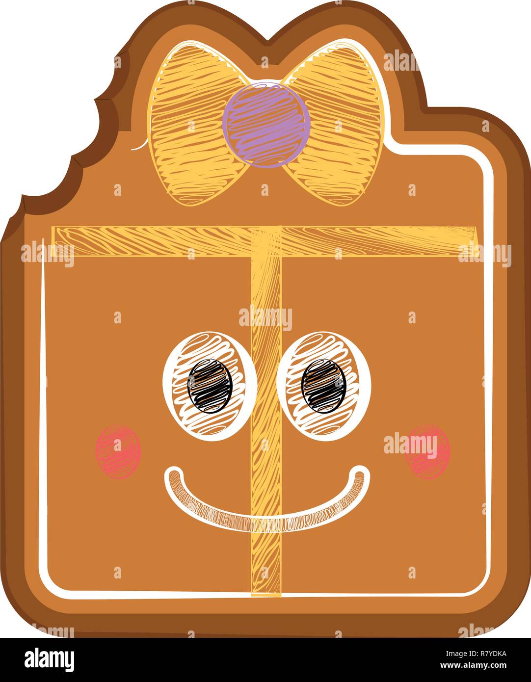Happy bitten gift box gingerbread Stock Vector Image & Art - Alamy