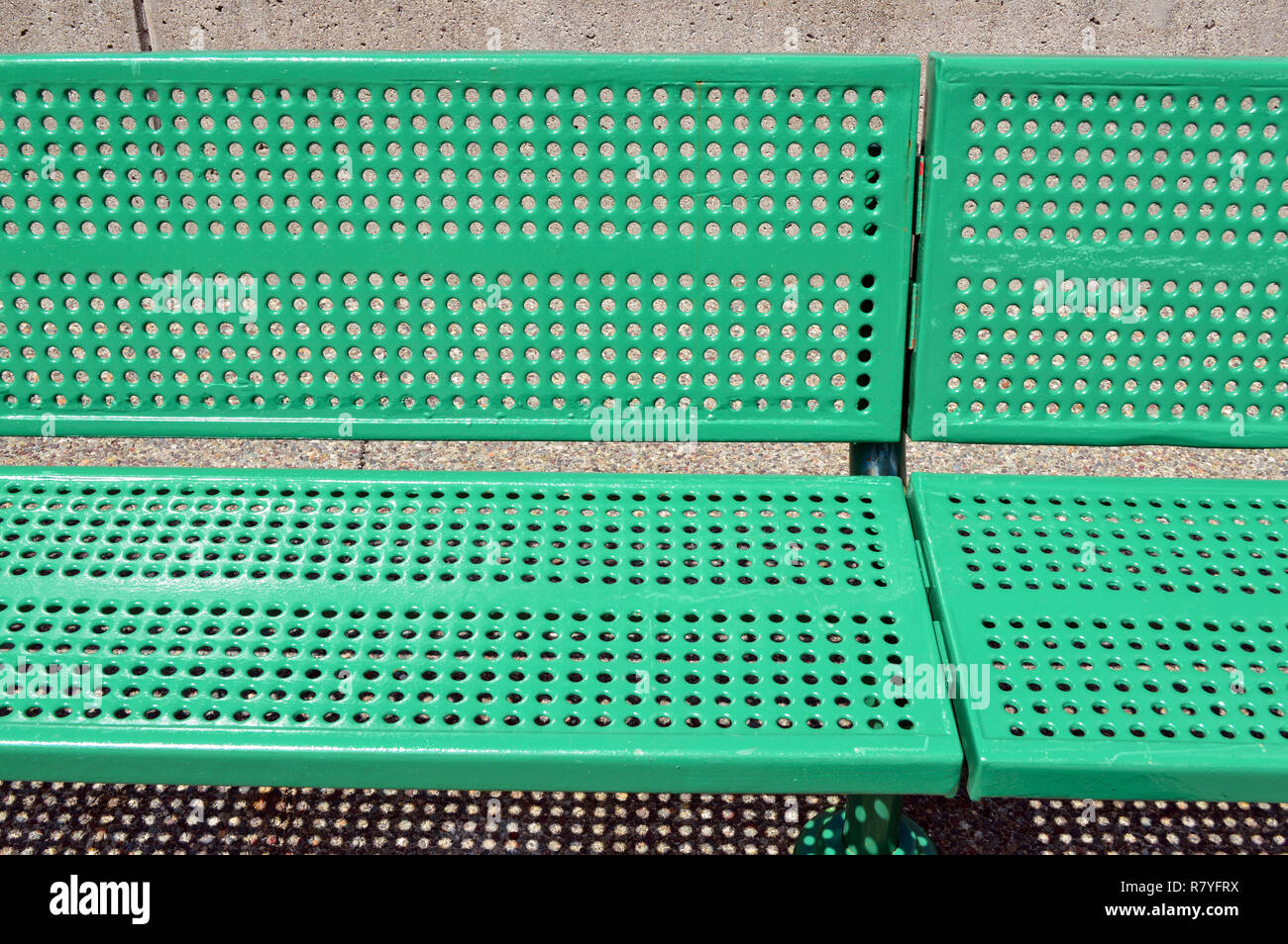 Green metal bench detail Stock Photo - Alamy