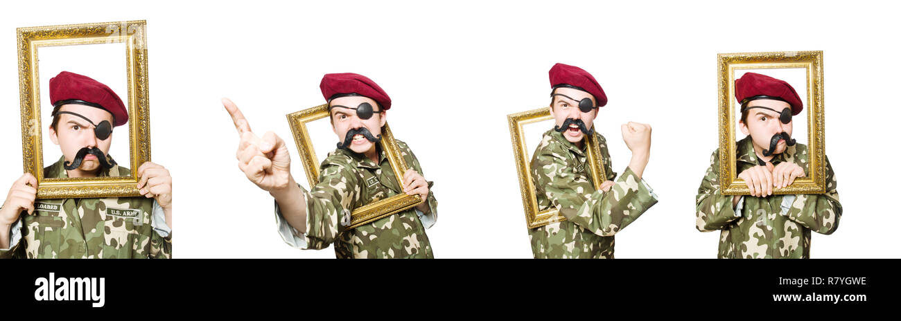 Funny soldier in military concept Stock Photo - Alamy