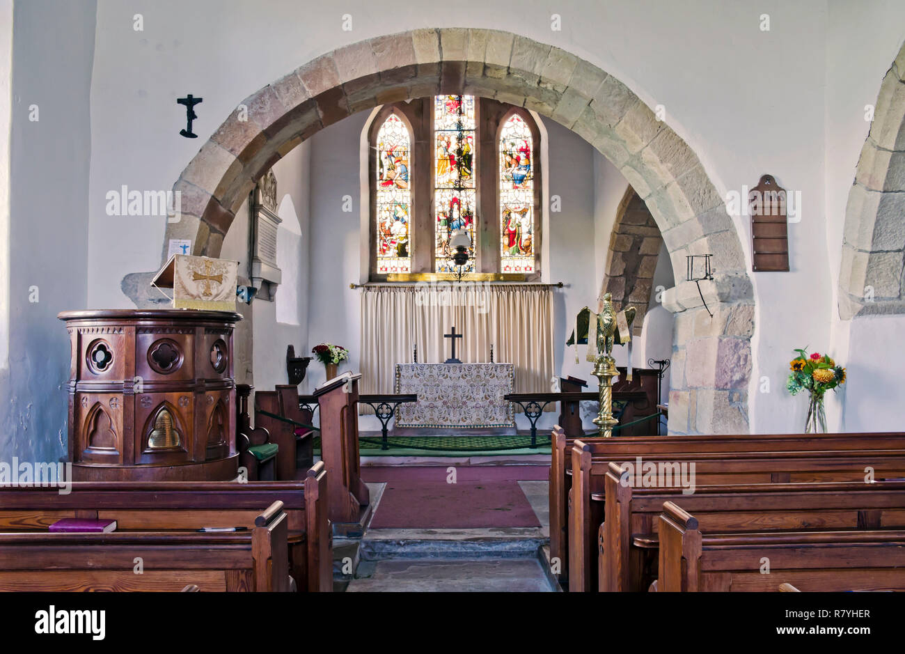 Interior of St Bega's Church, Mirehouse, Bassenthwaite, Lake District ...