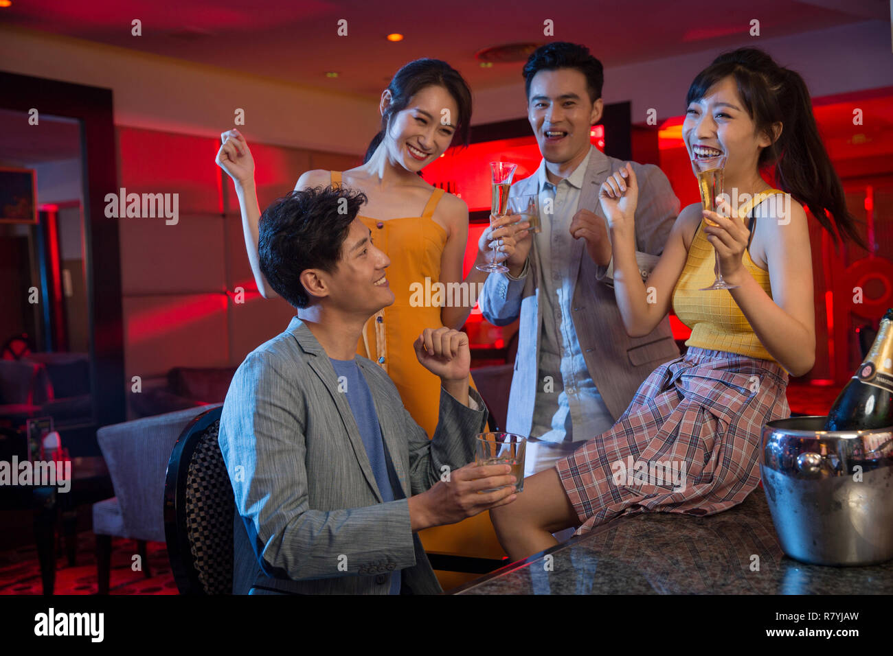 The young party at the bar Stock Photo - Alamy