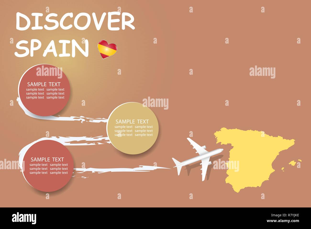 Discover Spain template vector showing the plane approaching the blind ...