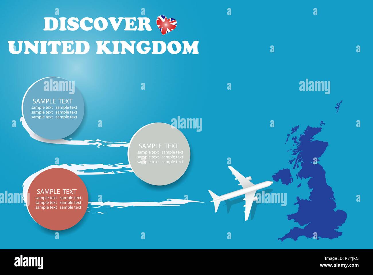 Discover United Kingdom template vector showing the plane approaching ...