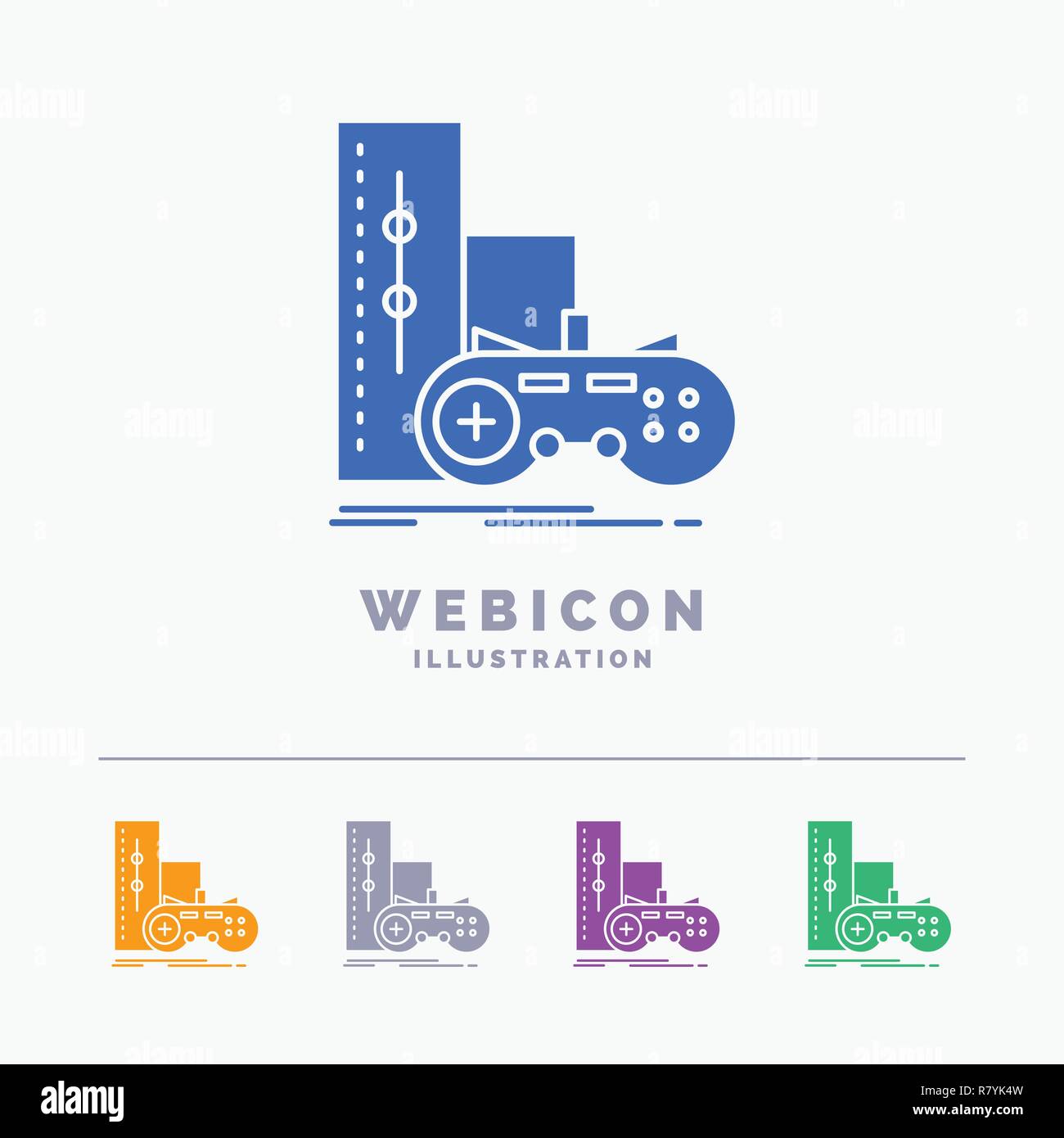 Game Gamepad Joystick Play Playstation 5 Color Glyph Web Icon Template Isolated On White 