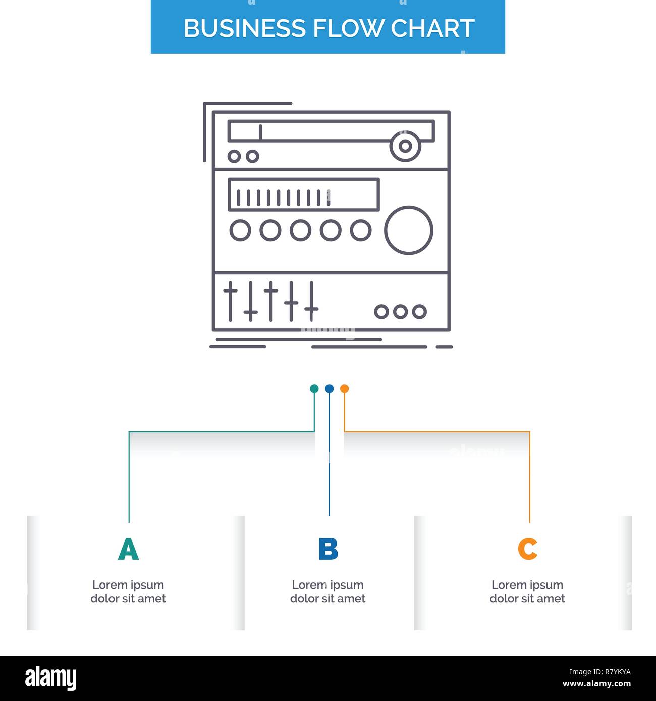rack, component, module, sound, studio Business Flow Chart Design with 3 Steps. Line Icon For ...