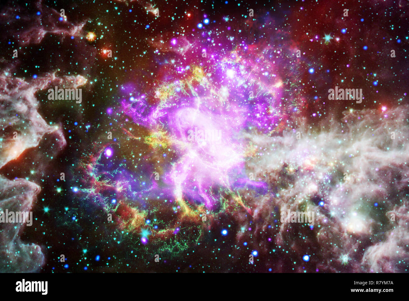 Cosmic landscape, colorful science fiction wallpaper with endless outer ...