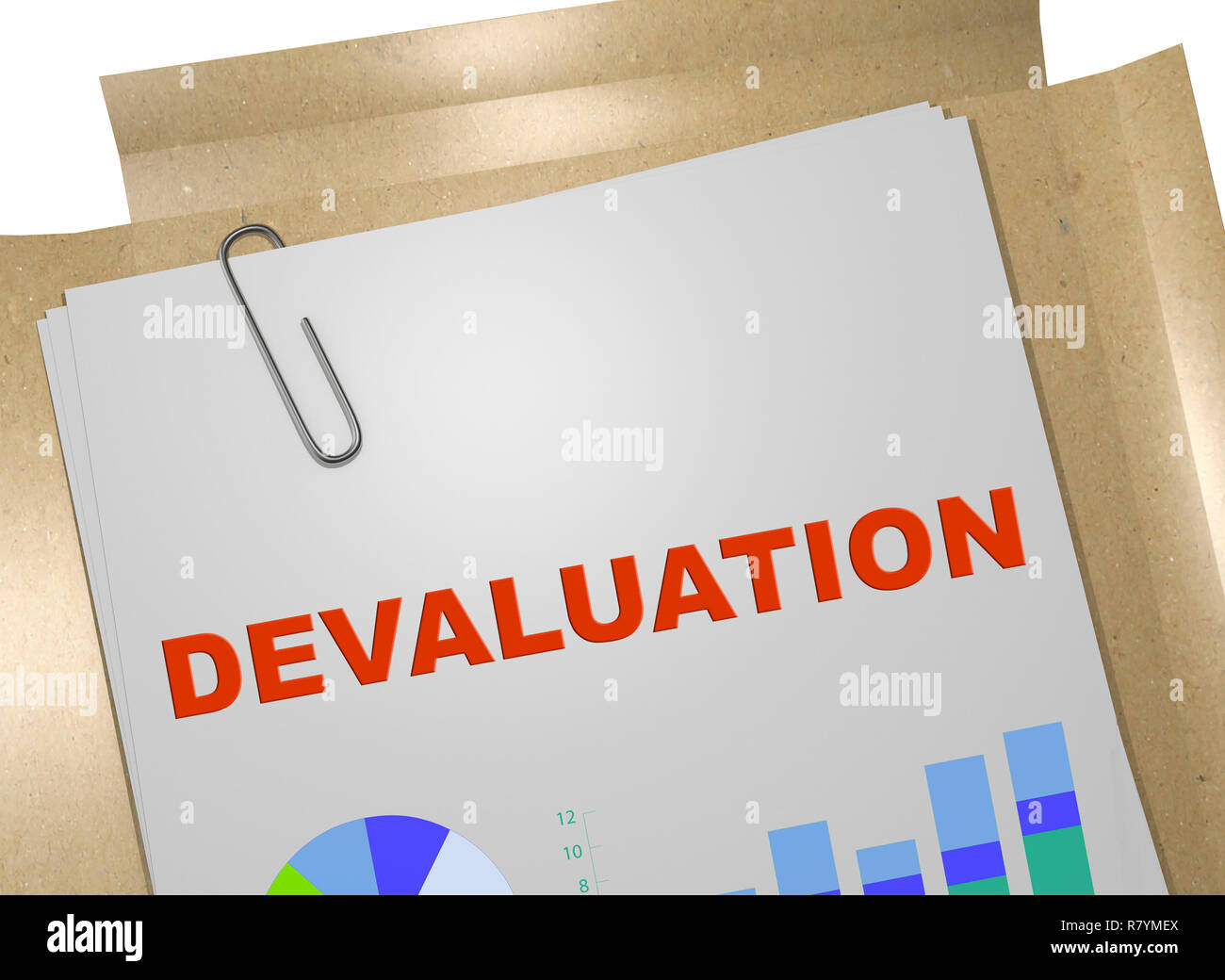 3D illustration of DEVALUATION title on business document Stock Photo ...