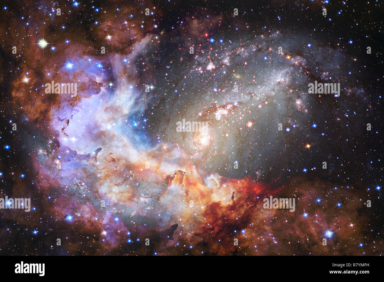 Beautiful galaxy and cluster of stars in the space night. Elements of ...