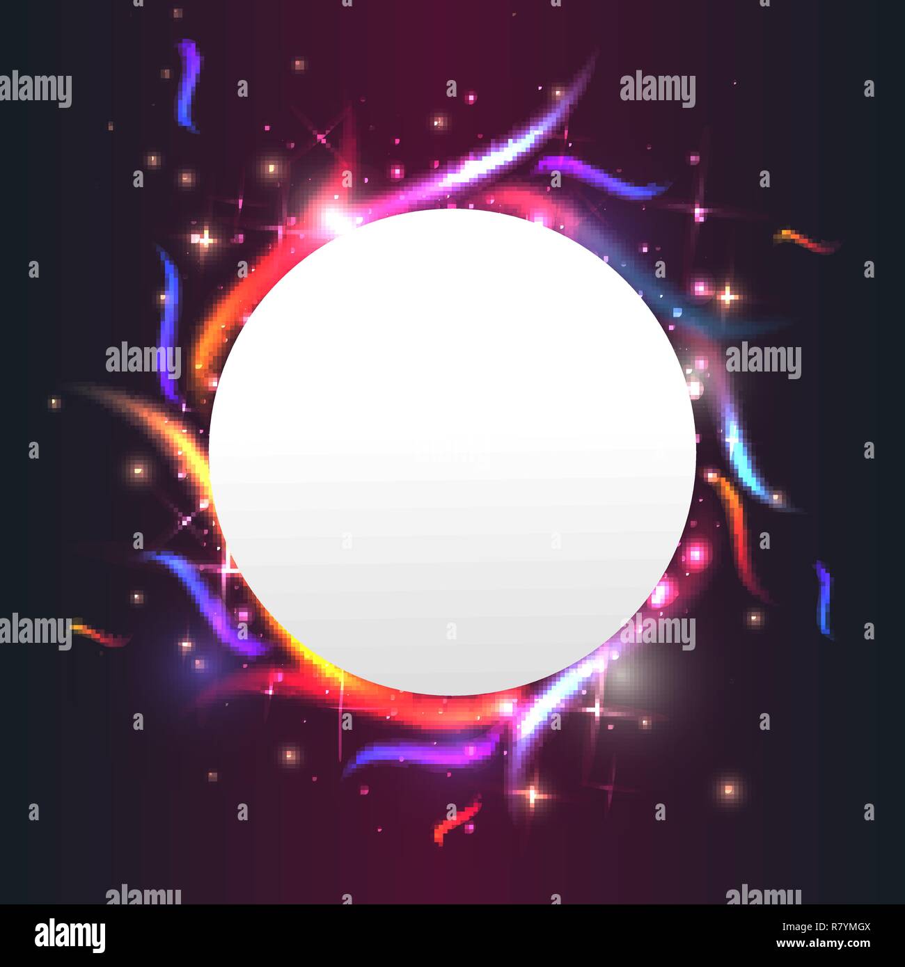 Circle of fire with colorful flames and neon lights motion effect ...