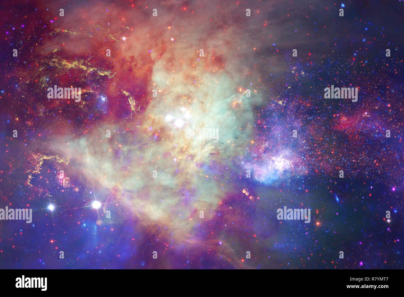Cosmic landscape, colorful science fiction wallpaper with endless outer ...