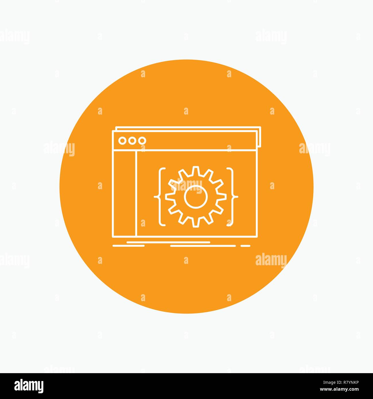 Api App Coding Developer Software White Line Icon In Circle Background Vector Icon