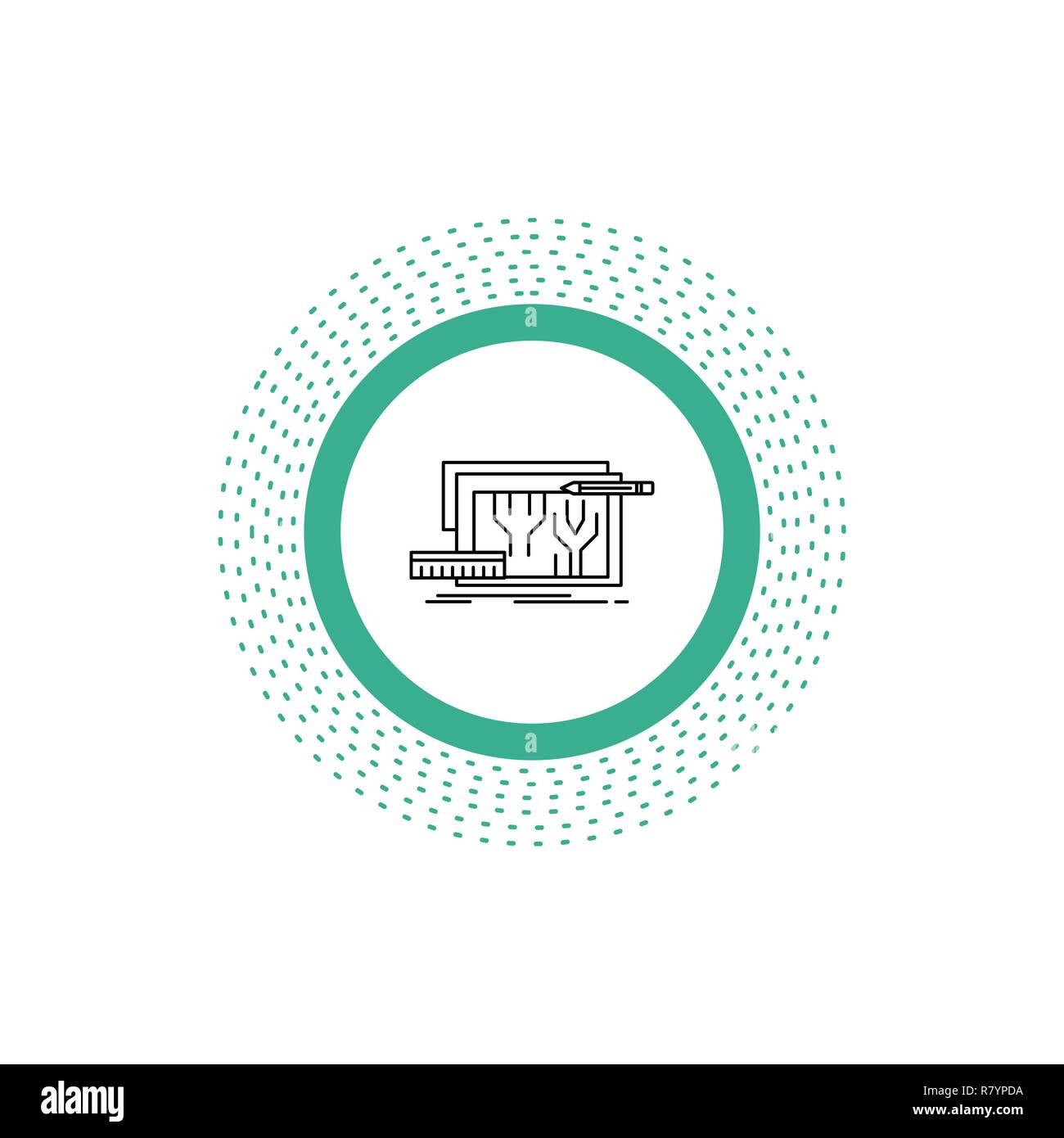 Architecture Blueprint Circuit Design Engineering Line Icon Vector