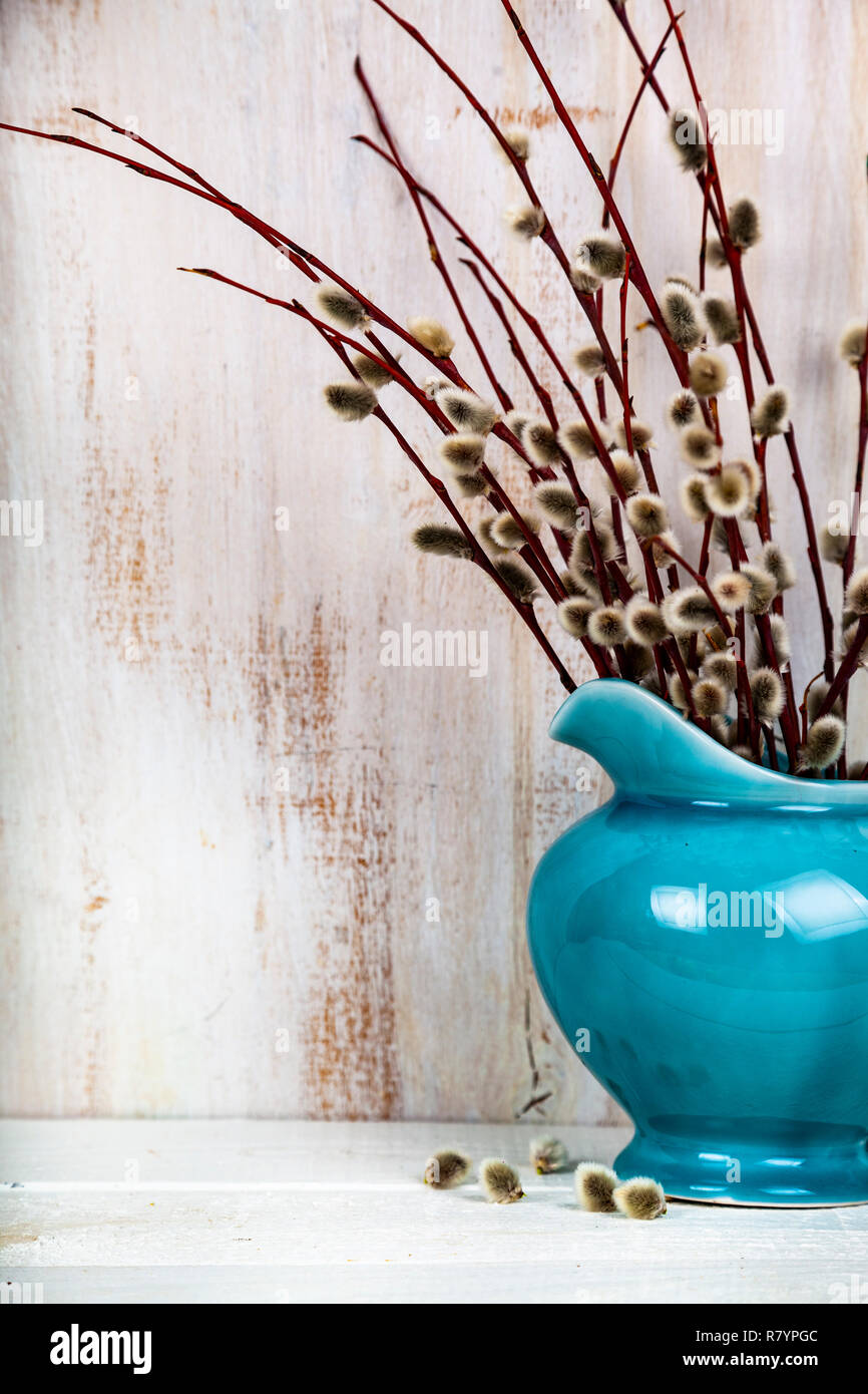 Still life with twigs of willow in a vase. Palm Sunday Stock Photo - Alamy