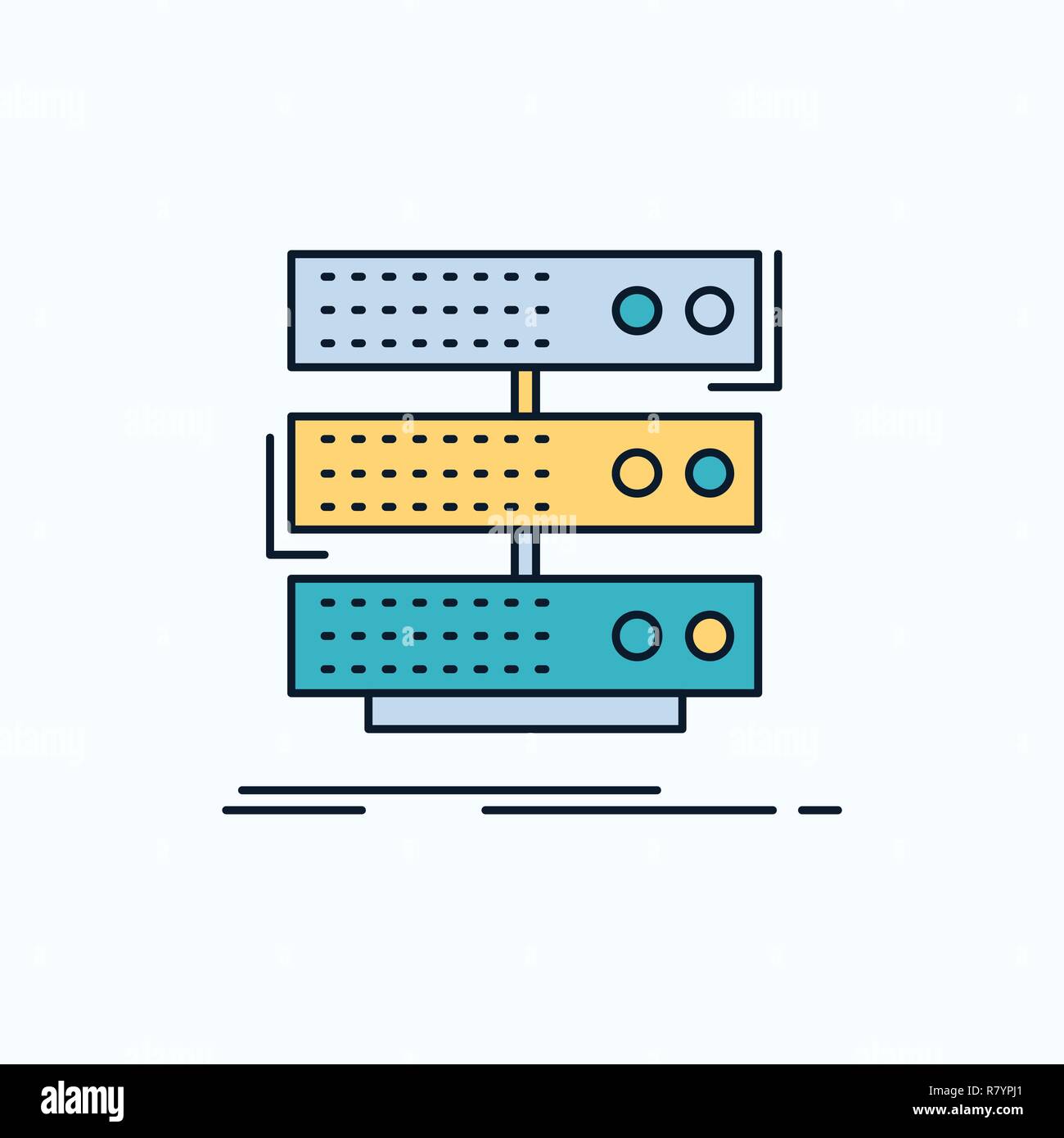 Server Storage Rack Database Data Flat Icon Green And Yellow Sign And Symbols For Website