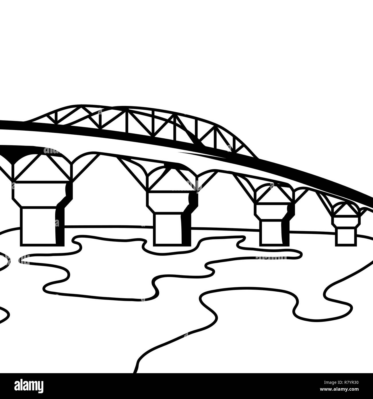 Sketch silhouette of the bridge Black and White Stock Photos & Images ...