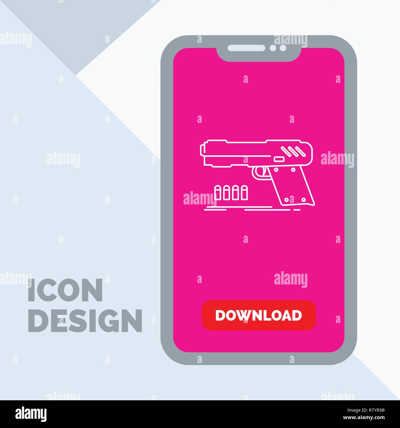 gun, handgun, pistol, shooter, weapon Line Icon in Mobile for Download ...