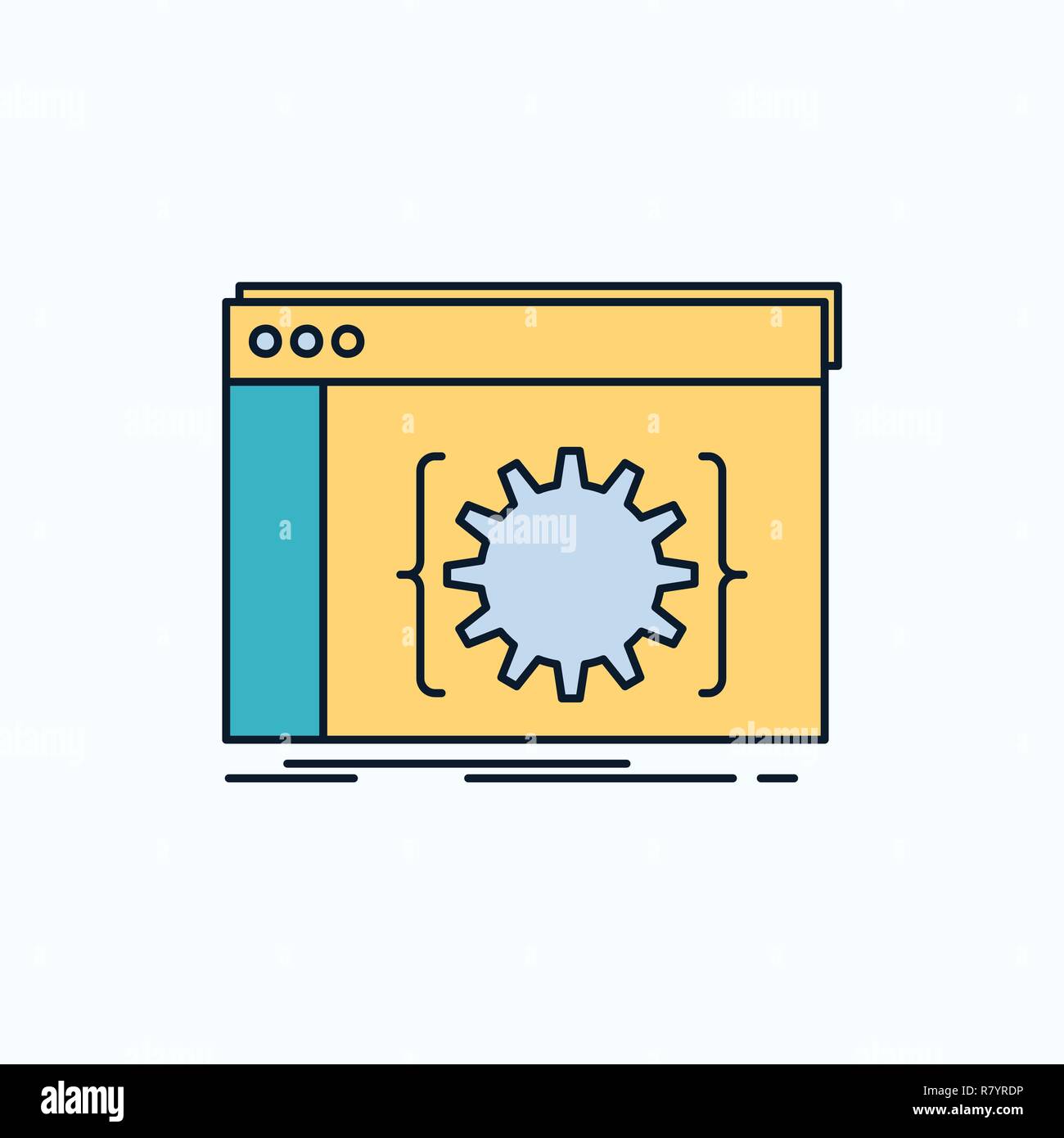 Api App Coding Developer Software Flat Icon Green And Yellow Sign And Symbols For Website