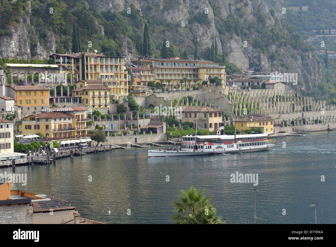 limone sul Garda Lake Garda Italy paddle steamer italia Stock Photo - Alamy