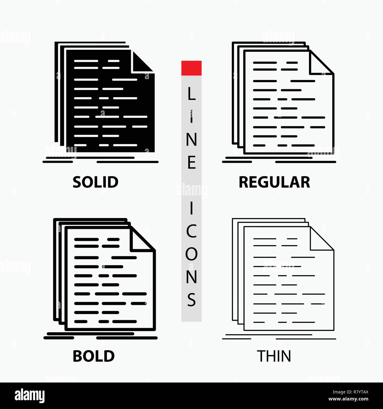 Code Coding Doc Programming Script Icon In Thin Regular Bold Line And Glyph Style Vector