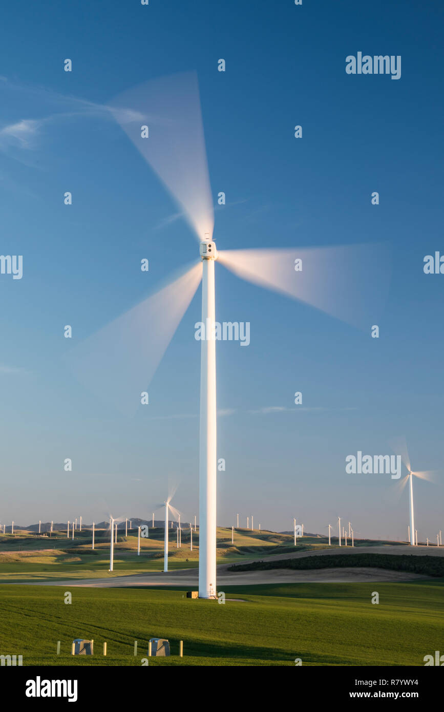 Wind Towers with moving blades, Idaho Stock Photo - Alamy